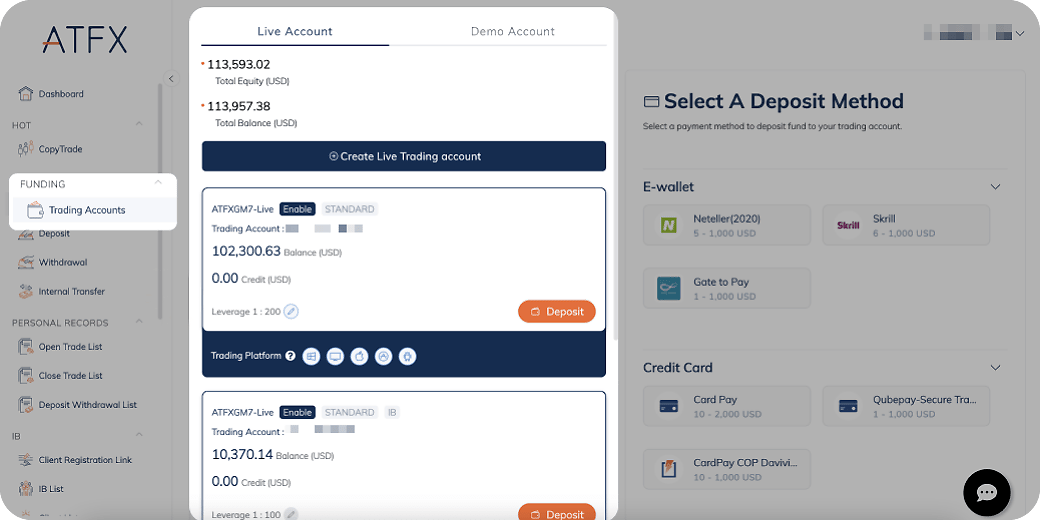 ATFX New Client Portal | User Friendly Trading Experience